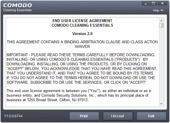 Comodo Cleaning Essentials (CCE) Version 11.0 Start | The Security Products